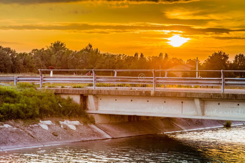 Bridge on Channel for Irrigation Stock Image - Image of flow ...