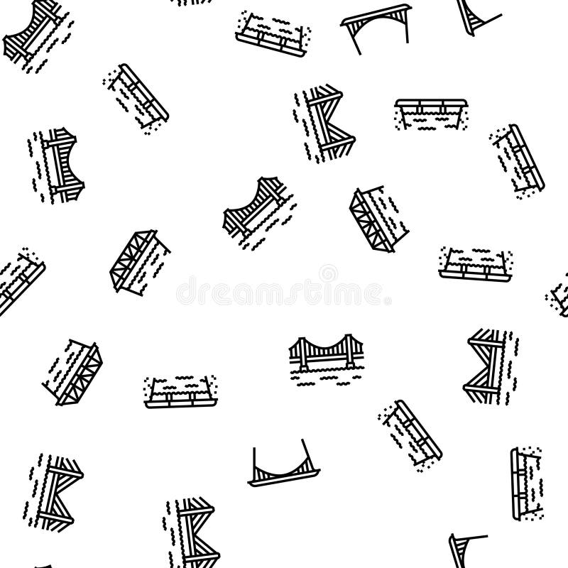 Bridge City Building Road River Seamless Pattern Vector Stock Vector ...