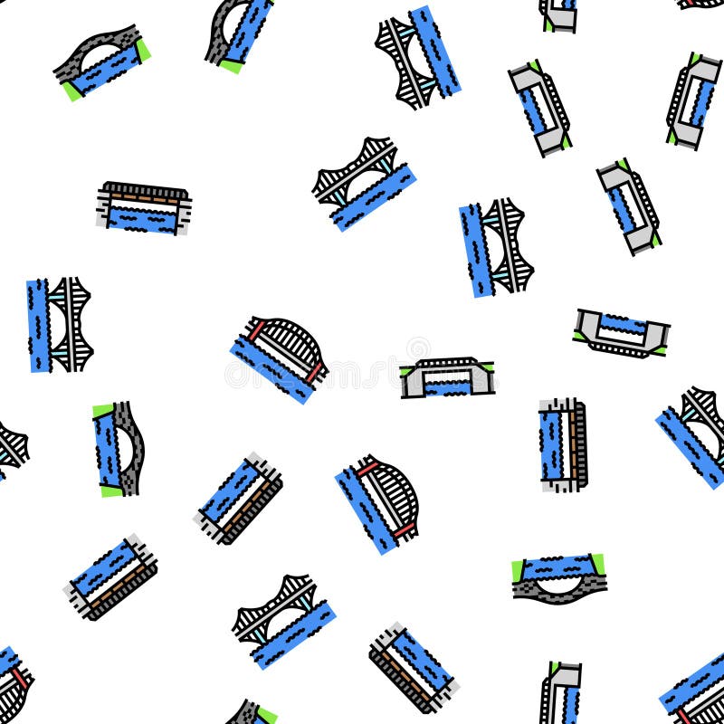 Bridge City Building Road River Seamless Pattern Vector Stock Vector ...