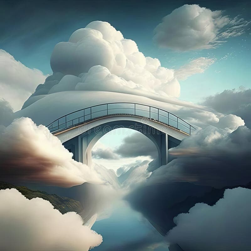 Bridge in the Clouds. Sky Bridge Stock Illustration - Illustration of ...