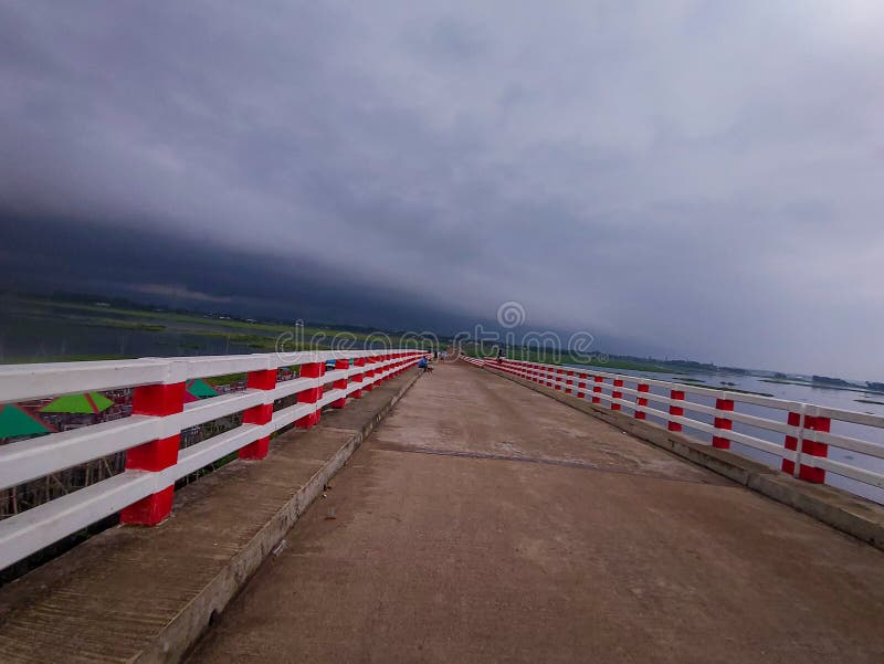 The Bridge and the Cloudy Sky View. Stock Image - Image of line ...