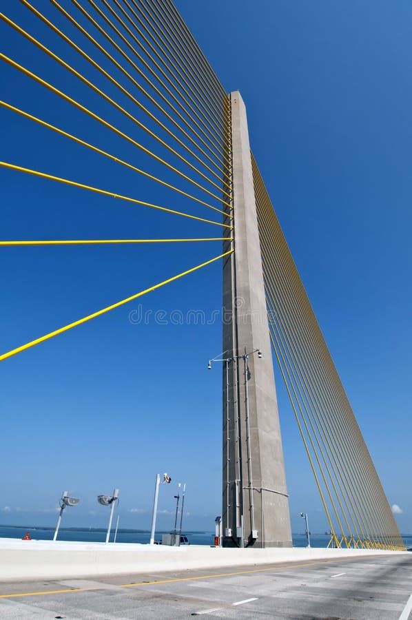 Bridge Column and Suspension Cables. Stock Photo - Image of column ...