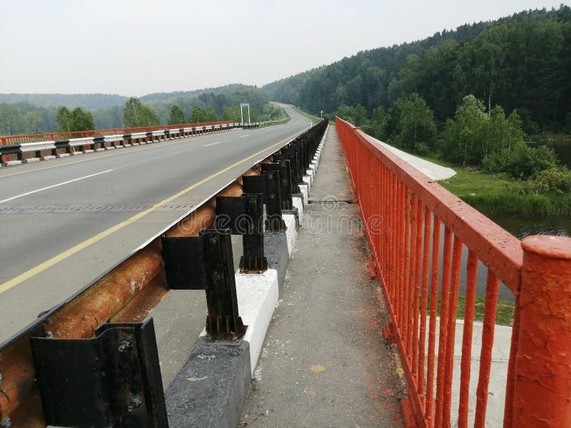 The Bridge Connecting the Two Banks of the River Stock Image - Image of ...
