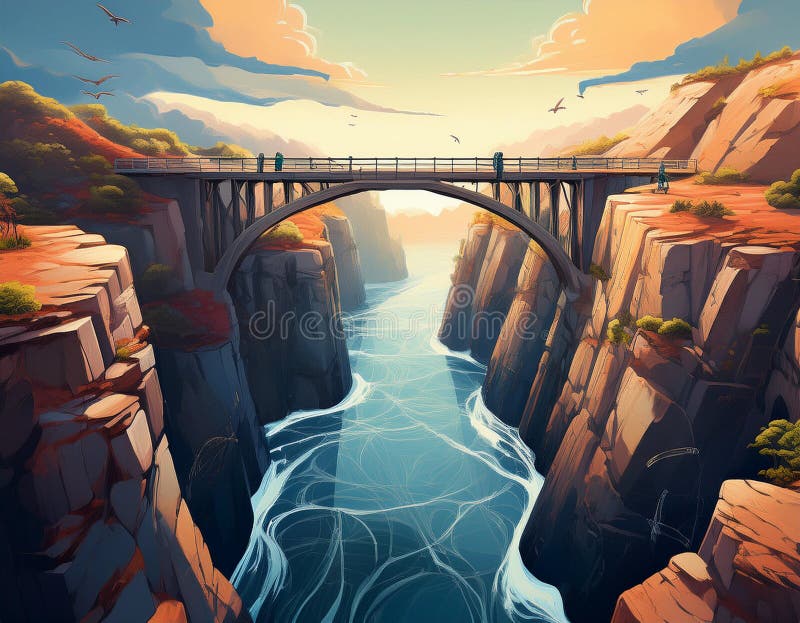 Bridge Connecting Two Cliffs, Representing Leadership As a Connector ...
