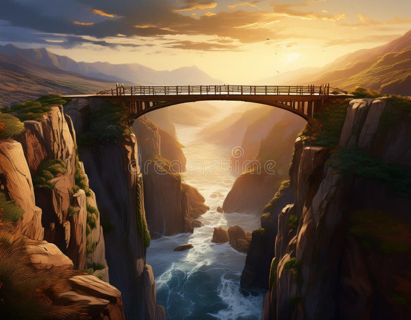 Bridge Connecting Two Cliffs, Representing Leadership As a Connector ...