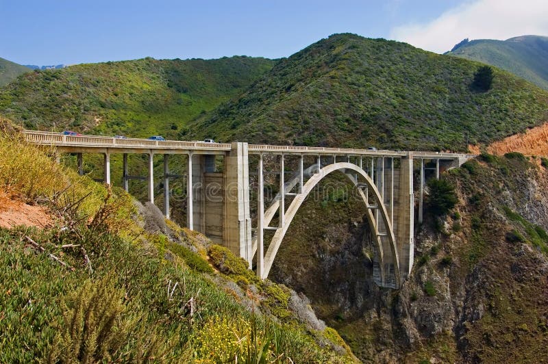 Bridge Connecting Two Mountains Stock Image - Image of high, clouds ...