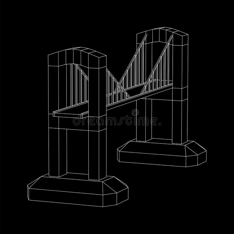 Bridge Connection Structure Wireframe Stock Vector - Illustration of ...