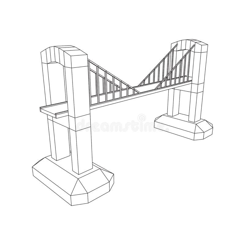 Bridge Connection Structure Wireframe Stock Vector - Illustration of ...