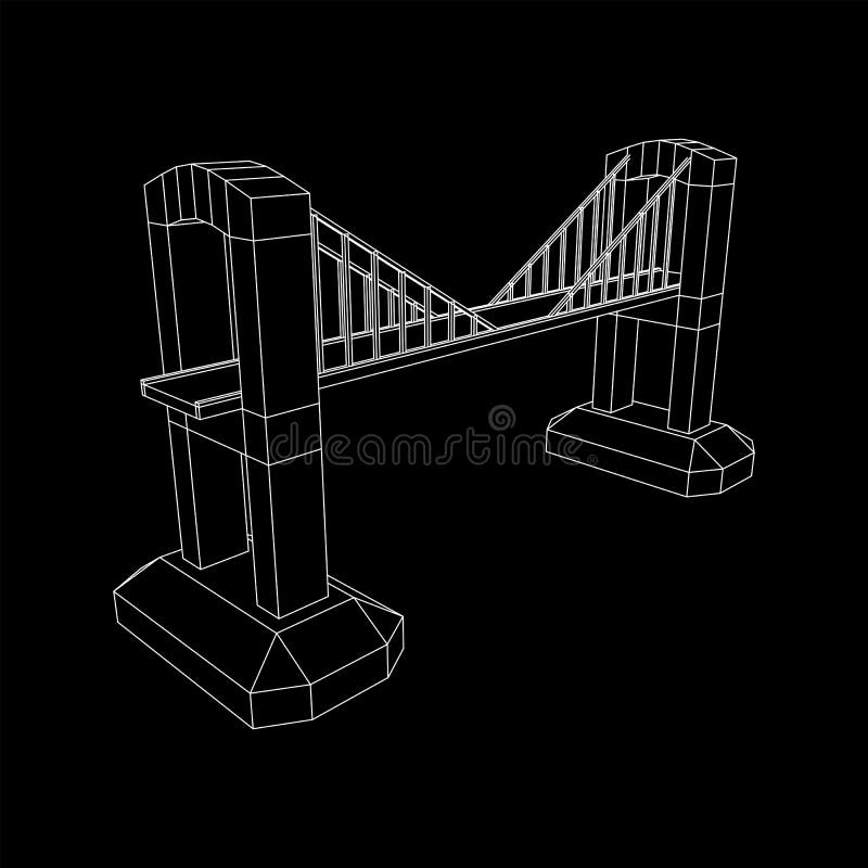 Bridge Connection Structure Wireframe Stock Vector - Illustration of ...