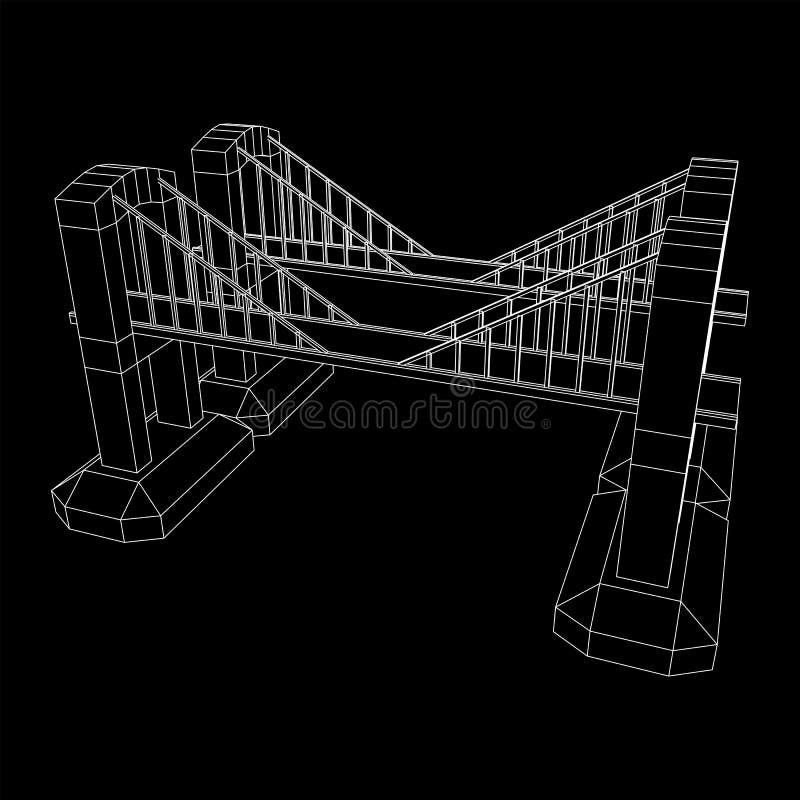 Bridge Connection Structure Wireframe Stock Vector - Illustration of ...