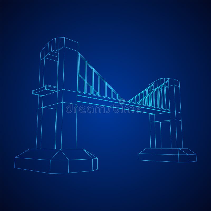 Bridge Connection Structure Wireframe Stock Vector - Illustration of ...