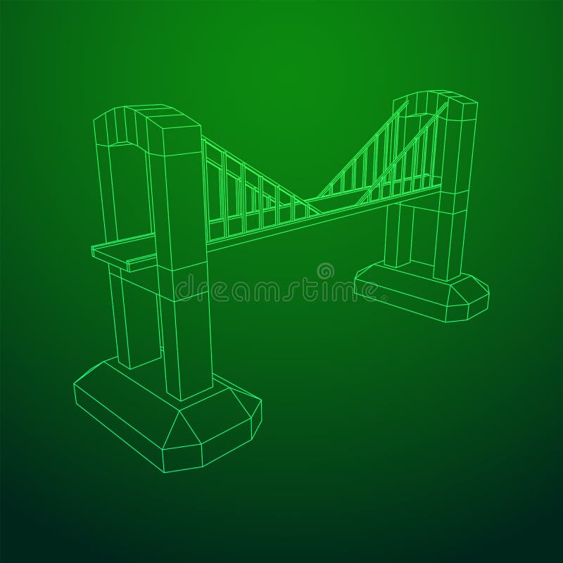 Bridge Connection Structure Wireframe Stock Vector - Illustration of ...