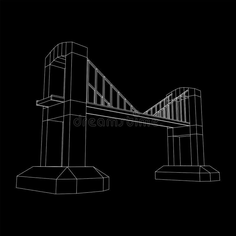 Bridge Connection Structure Wireframe Stock Vector - Illustration of ...