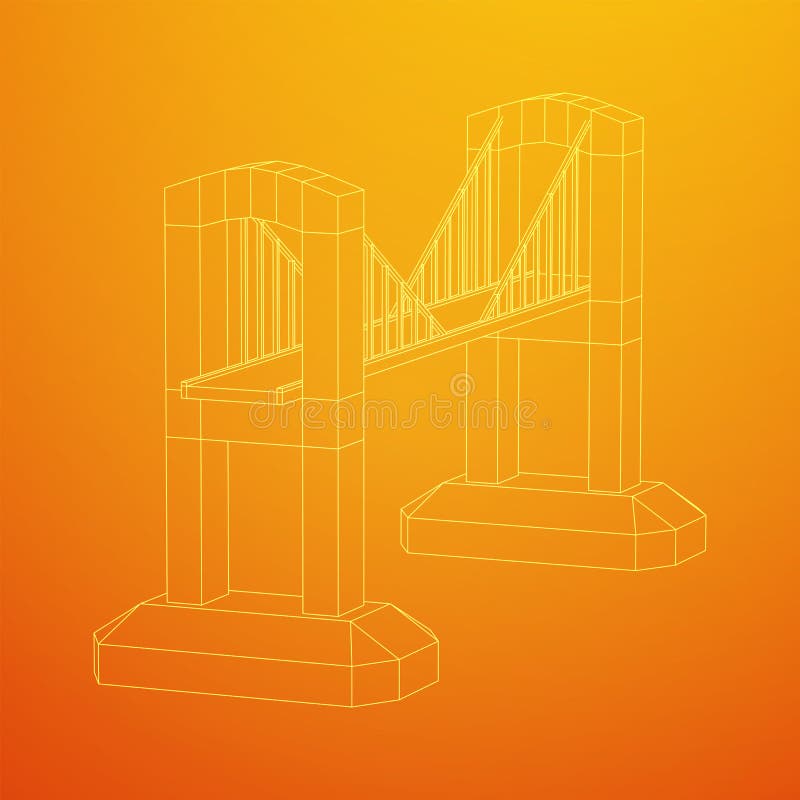 Bridge Connection Structure Wireframe Stock Vector - Illustration of ...
