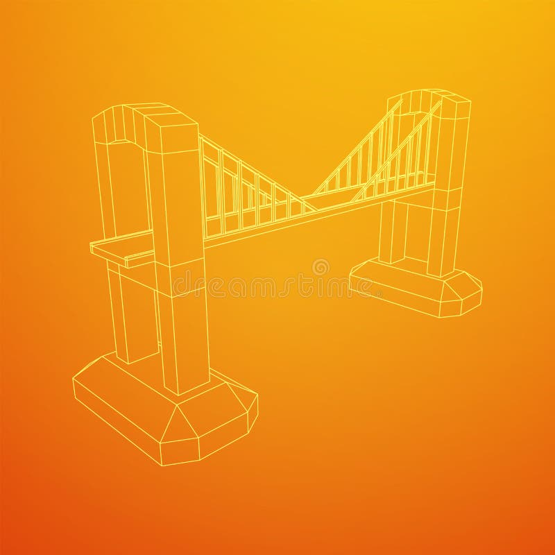 Bridge Connection Structure Wireframe Stock Vector - Illustration of ...