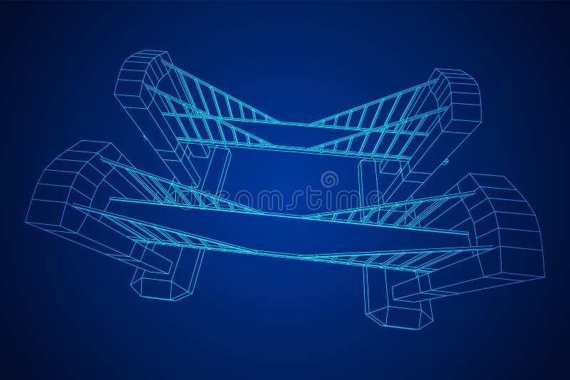 Bridge Connection Structure Wireframe Stock Vector - Illustration of ...