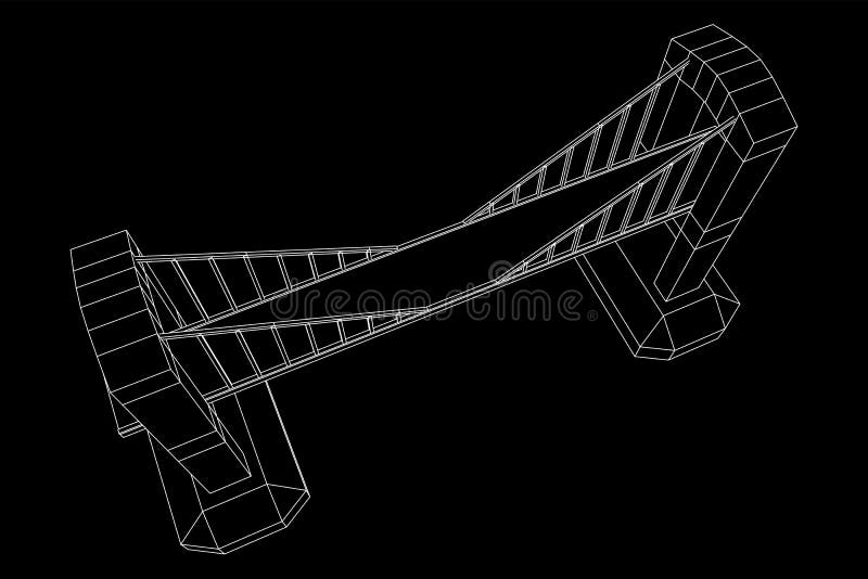 Bridge Connection Structure Wireframe Stock Vector - Illustration of ...