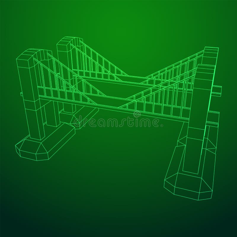 Bridge Connection Structure Wireframe Stock Vector - Illustration of ...