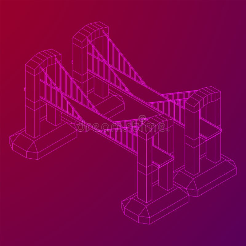 Bridge Connection Structure Wireframe Stock Vector - Illustration of ...
