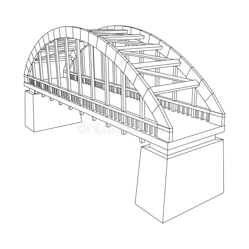 Bridge Connection Structure. Wireframe Low Poly Mesh Stock Vector ...