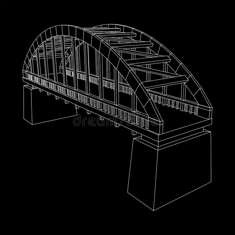 Bridge Connection Structure. Wireframe Low Poly Mesh Stock Vector ...