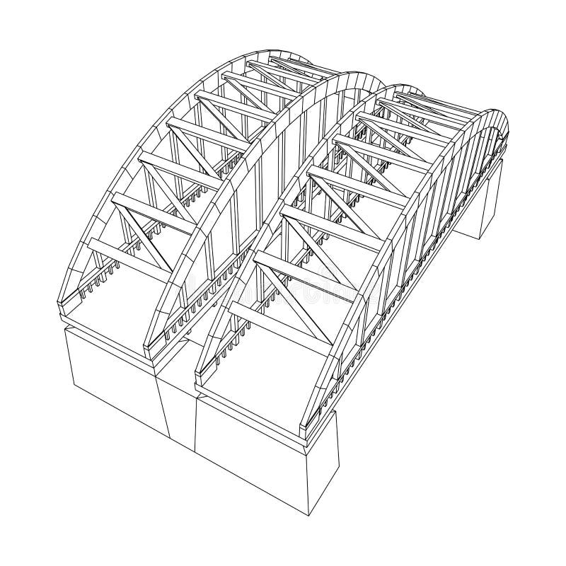 Bridge Connection Structure. Wireframe Low Poly Mesh Stock Vector ...
