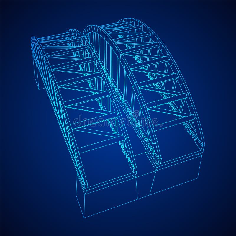 Bridge Connection Structure. Wireframe Low Poly Mesh Stock Vector ...