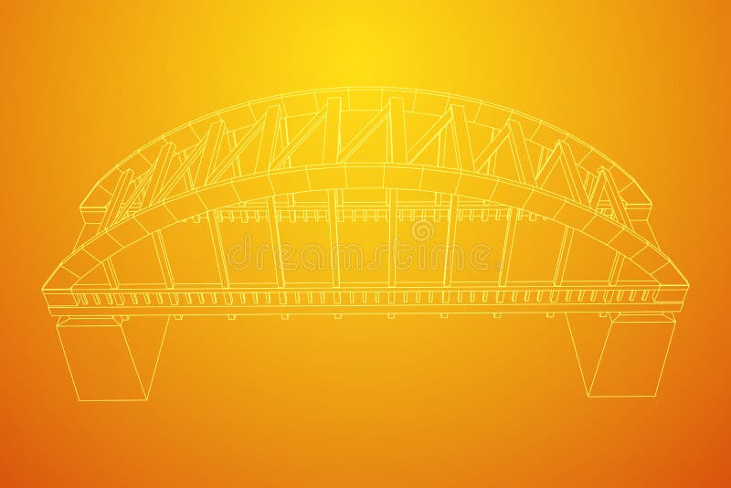 Bridge Connection Structure. Wireframe Low Poly Mesh Stock Vector ...
