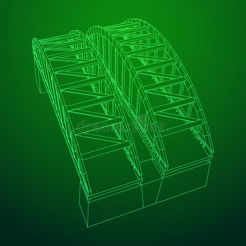 Bridge Connection Structure. Wireframe Low Poly Mesh Stock Vector ...