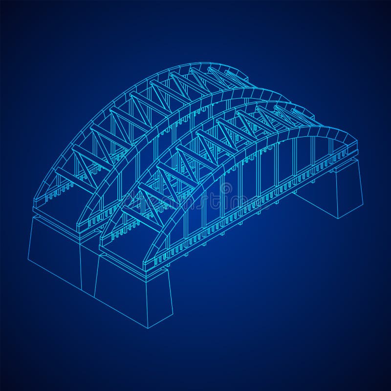 Bridge Connection Structure. Wireframe Low Poly Mesh Stock Vector ...