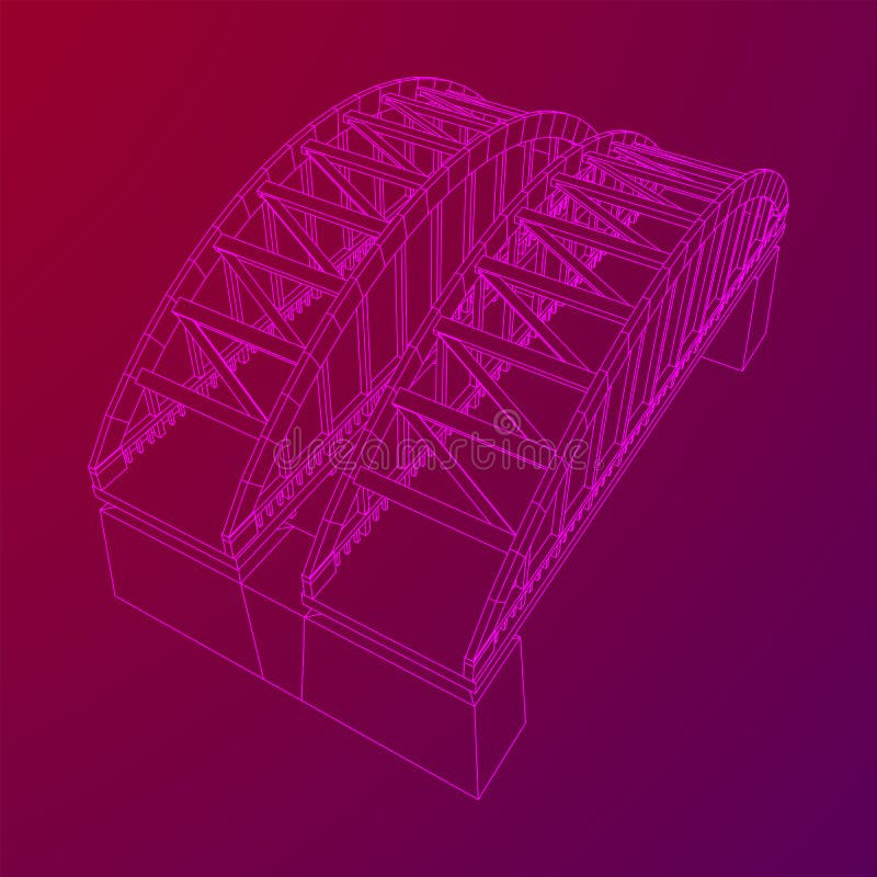 Bridge Connection Structure. Wireframe Low Poly Mesh Stock Vector ...