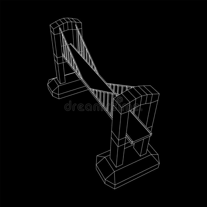 Bridge Connection Structure Wireframe Stock Vector Illustration Of Journey Grid 180521804