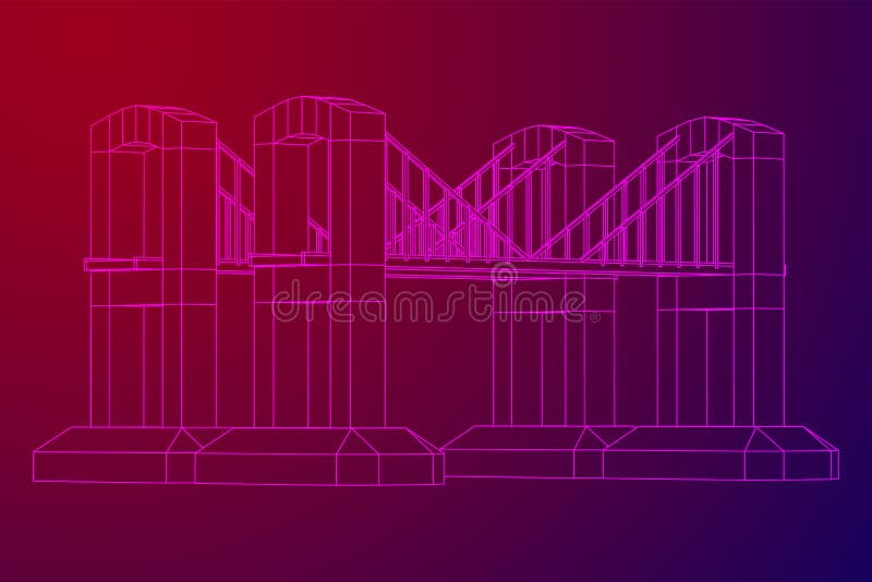 Bridge Connection Structure Wireframe Stock Vector - Illustration of ...