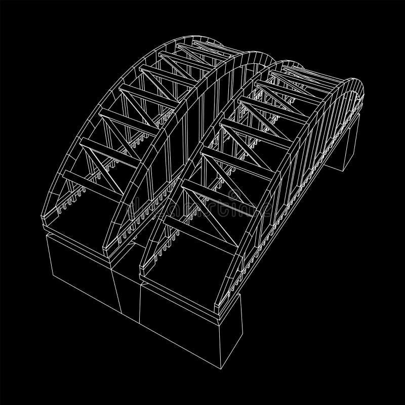 Bridge Connection Structure Wireframe Low Poly Mesh Stock Vector Illustration Of Surface