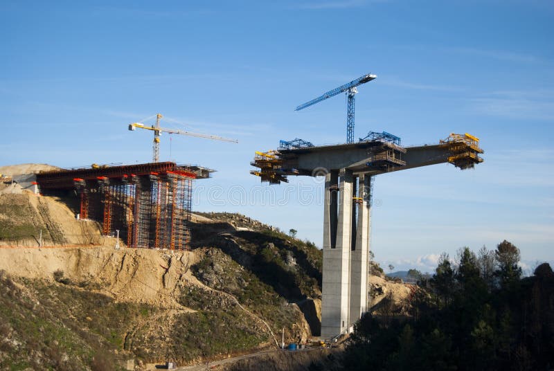 Bridge construction stock photo. Image of automobile - 18414388