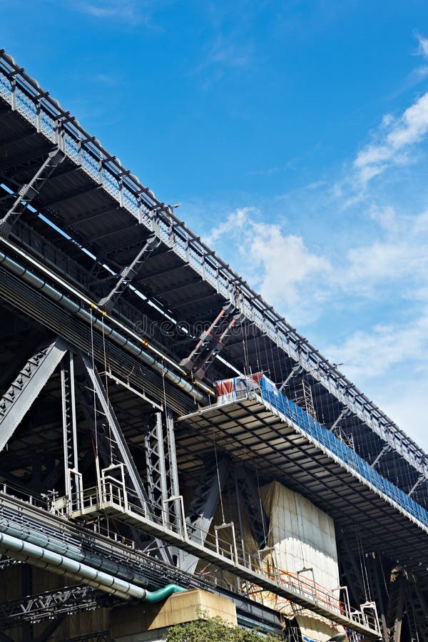 Bridge Construction Stage in the Morning Stock Photo - Image of ...