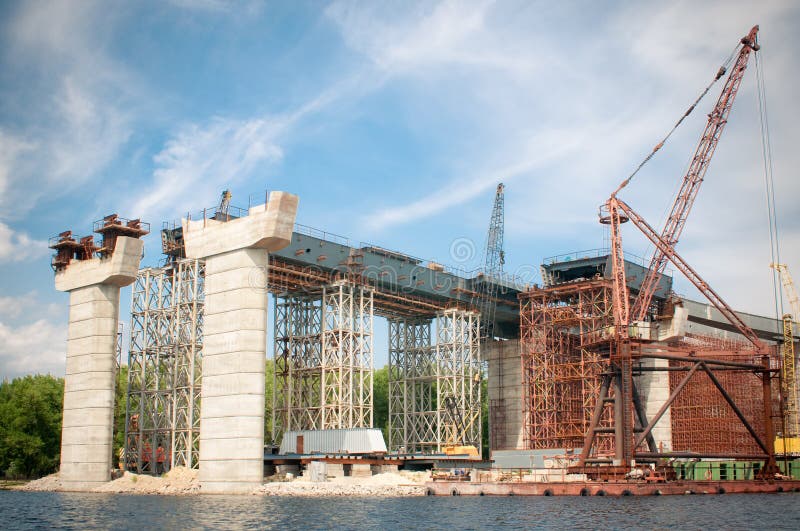 Bridge construction stock photo. Image of occupation, girder - 9802626