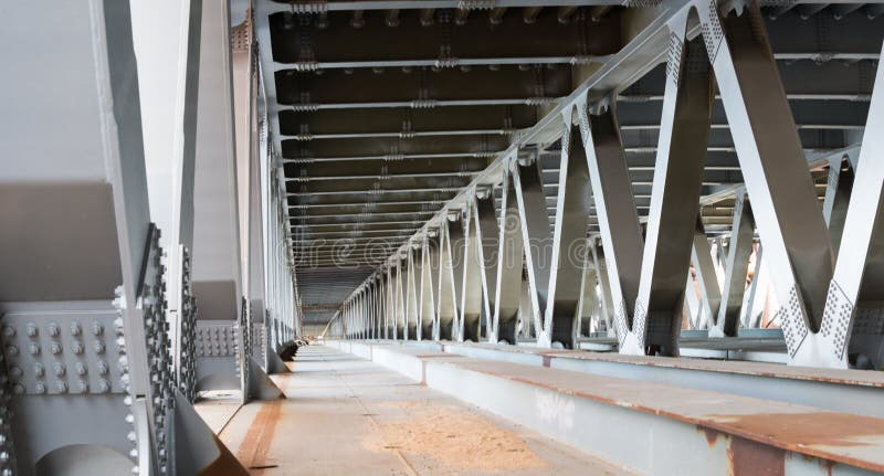 Bridge Construction. Metal Framework of the Bridge Stock Image - Image ...