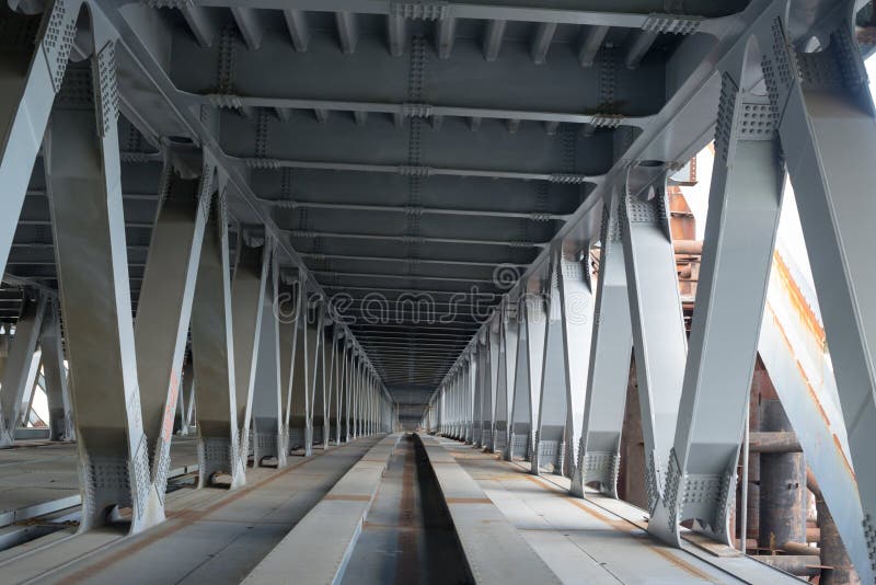 Bridge Construction. Metal Framework of the Bridge Stock Image - Image ...