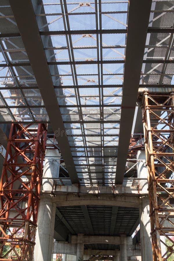 Bridge Construction. Metal Framework of the Bridge Stock Photo - Image ...
