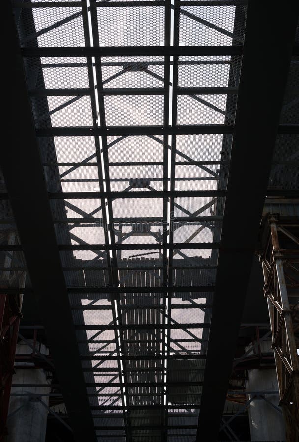 Bridge Construction. Metal Mesh Framework of the Bridge Stock Photo ...