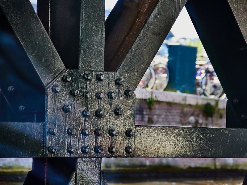 Bridge Construction on Rivets Above the Canal Stock Photo - Image of ...