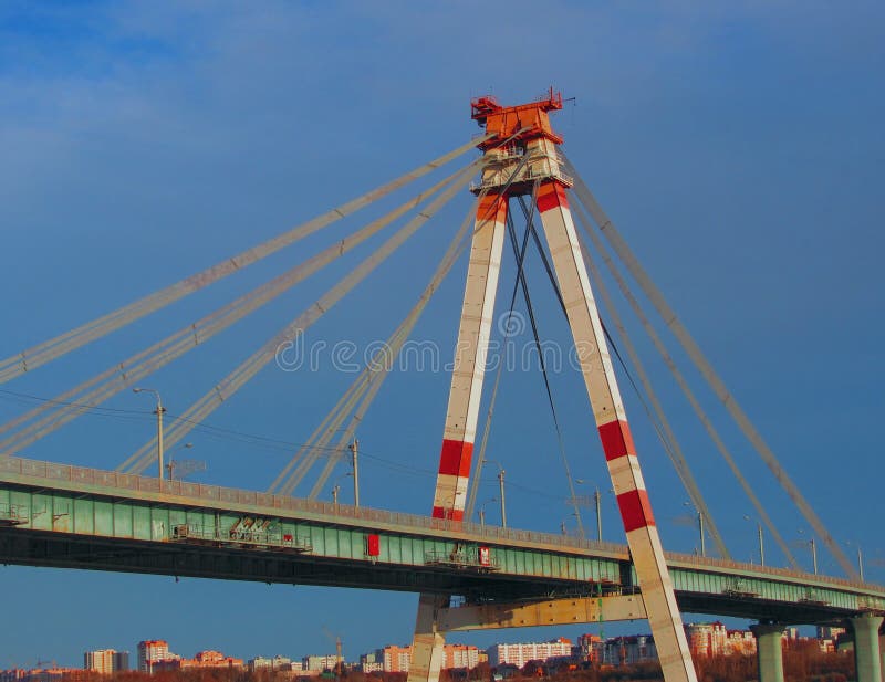 Bridge Construction in Russian Town Stock Photo - Image of town, river ...