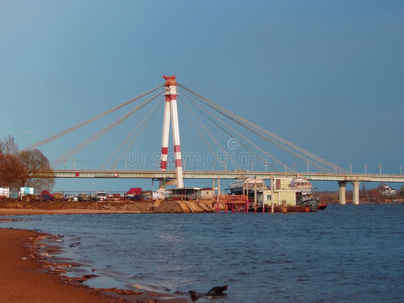 Bridge Construction in Russian Town Stock Photo - Image of river, town ...