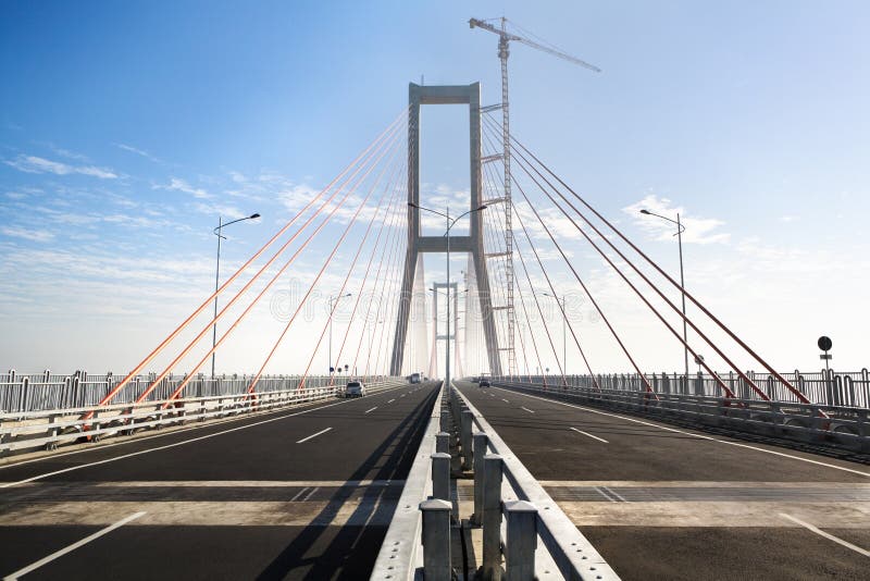 Bridge Construction Stage in the Morning Stock Photo - Image of ...