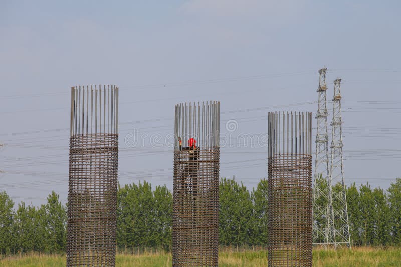Bridge Construction Under Performing the Steel Reinforcement of Piling ...