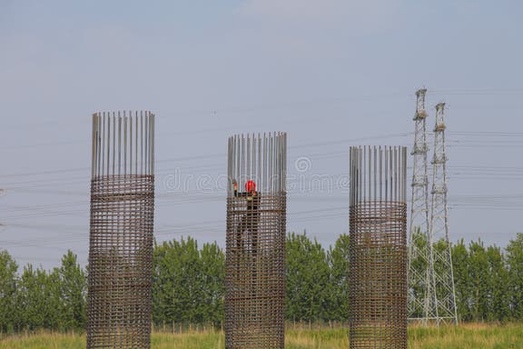 Bridge Construction Under Performing the Steel Reinforcement of Piling ...