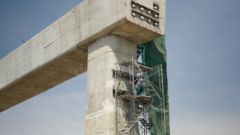 A Bridge Construction Worker in Thailand Stock Footage - Video of ...