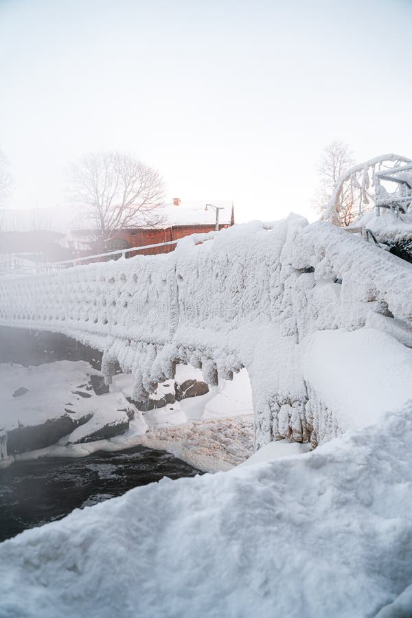 Bridge Covered with Snow during Winte Stock Photo - Image of snow ...