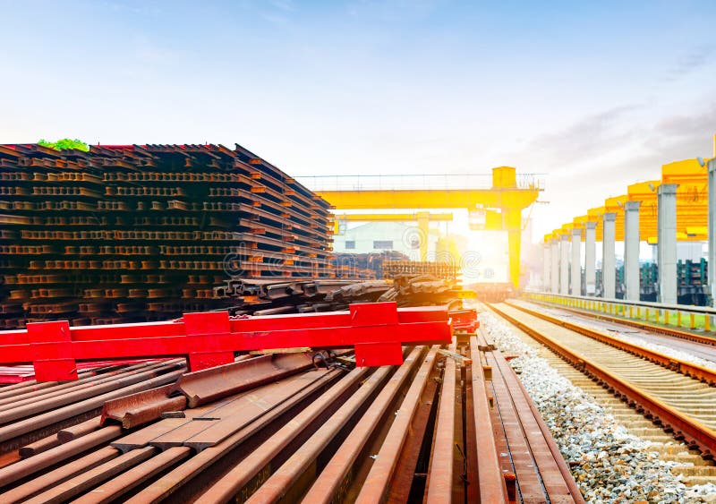 The Bridge Crane and Cargo Yard Stock Photo - Image of loading, dusk ...